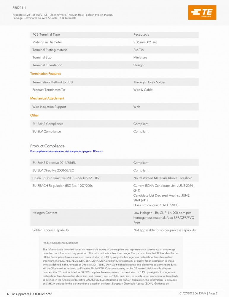 TE Connectivity 350221-1 technical document page 2