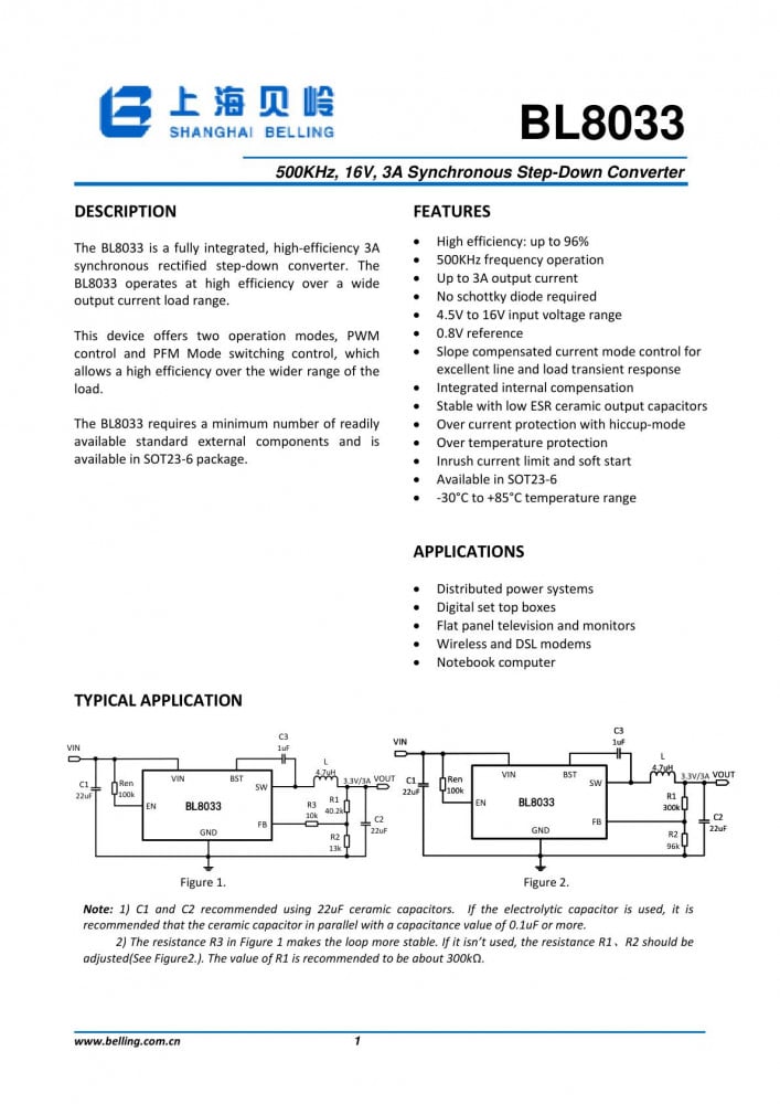 BL8033CB6TR datasheet page 1