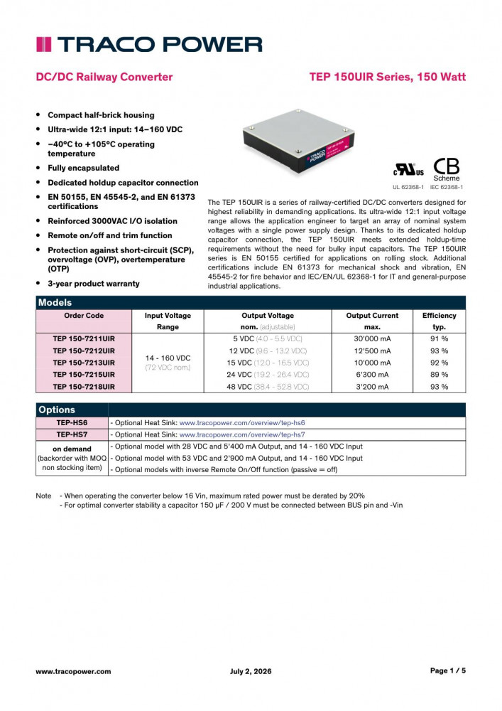 TEP 150UIR document page 1