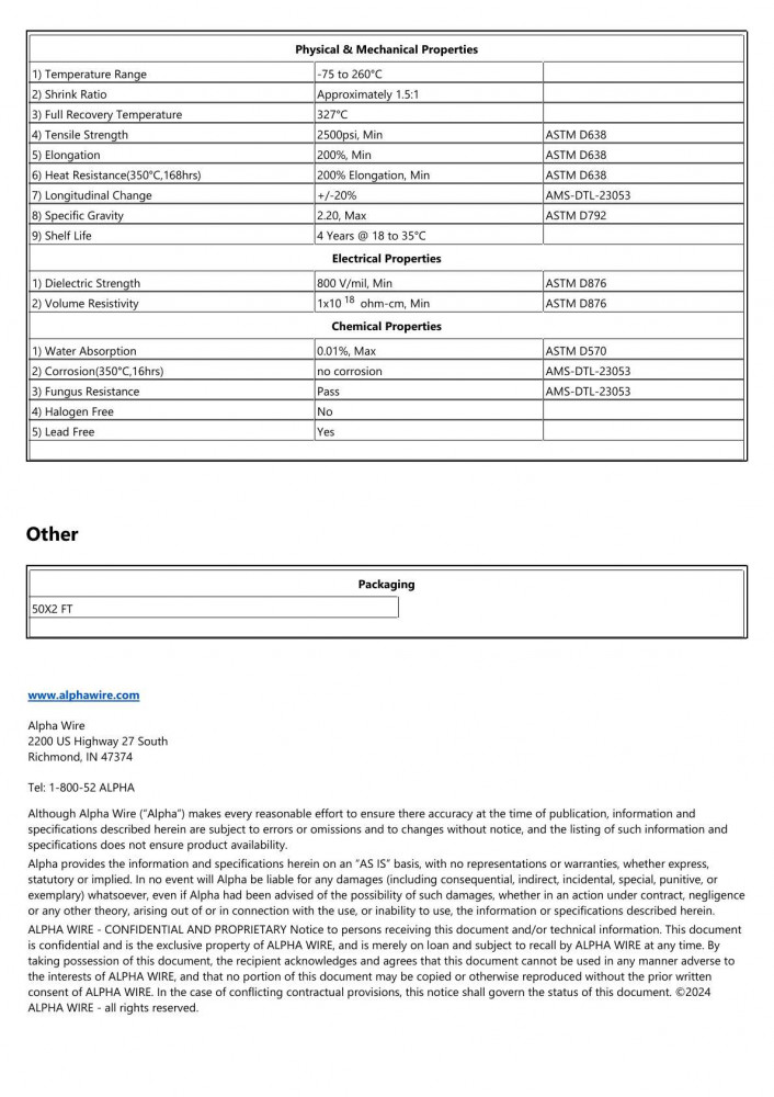Alpha Wire FIT-500-18 technical document page 2