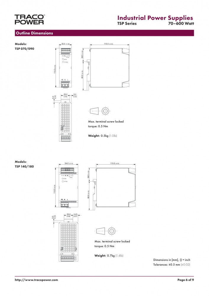 TSP series datasheet page 6