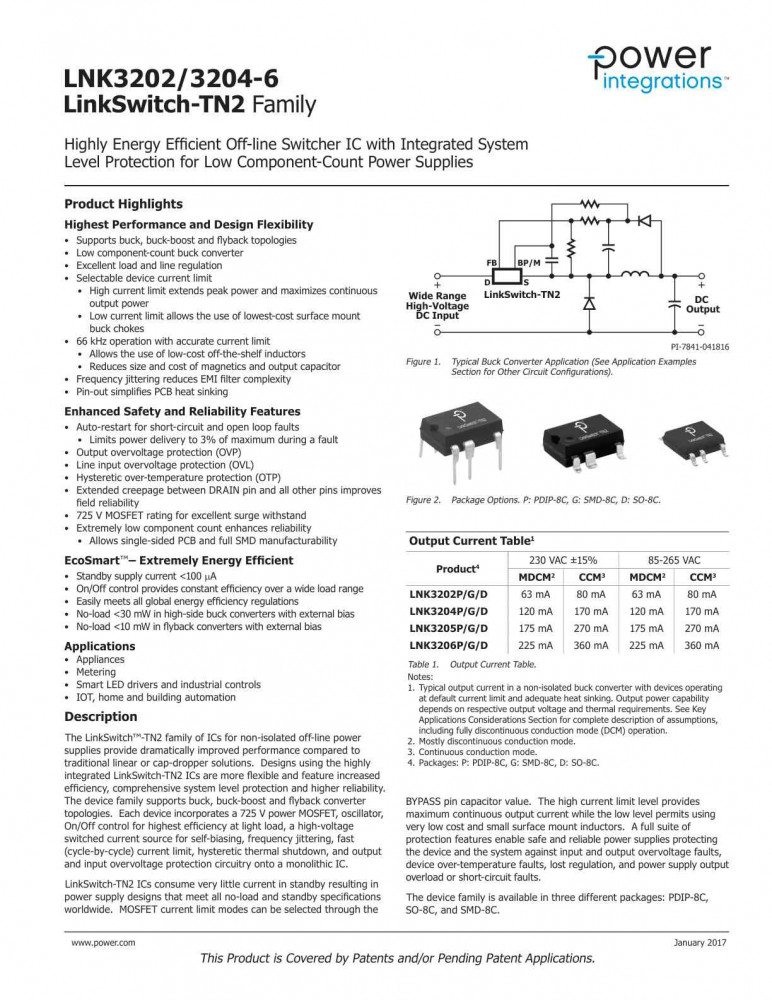LNK3204P datasheet page 1