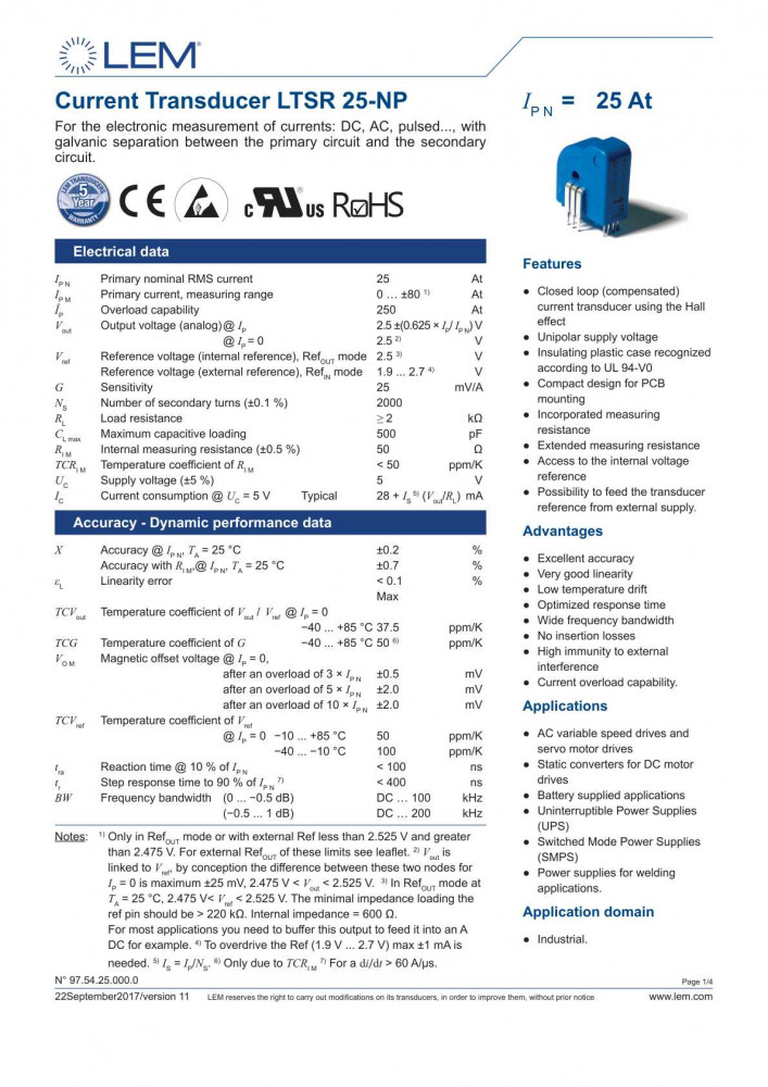 LTSR 25-NP datasheet page 1