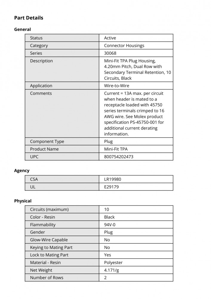 MOLEX Mini-Fit Plus HCS specification page 2
