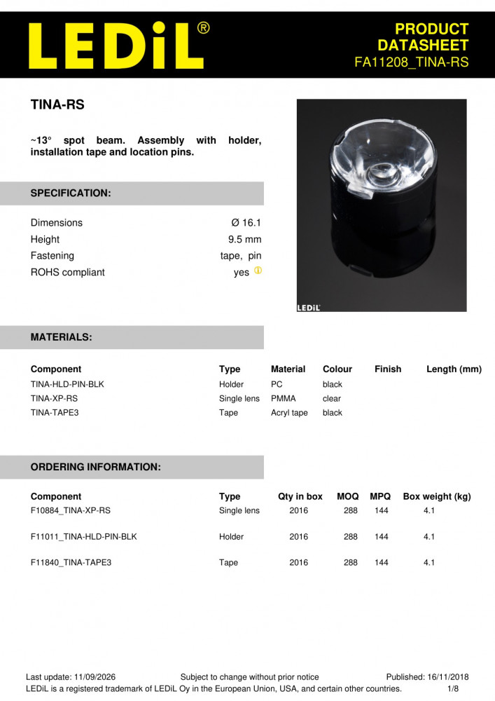 TINA-RS product document, page 1