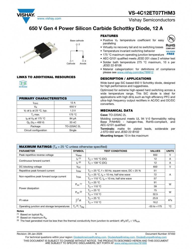 Vishay VS-4C12ET07THM3 datasheet page 1