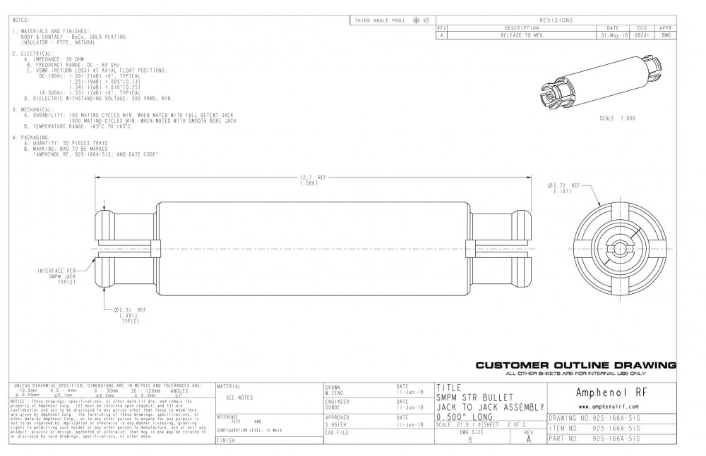 Amphenol 925-166A-51S technical document preview