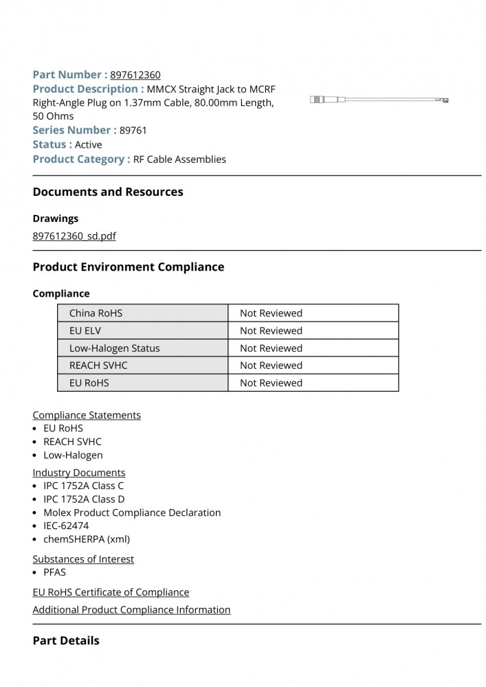 MOLEX 897612360 drawing page 1