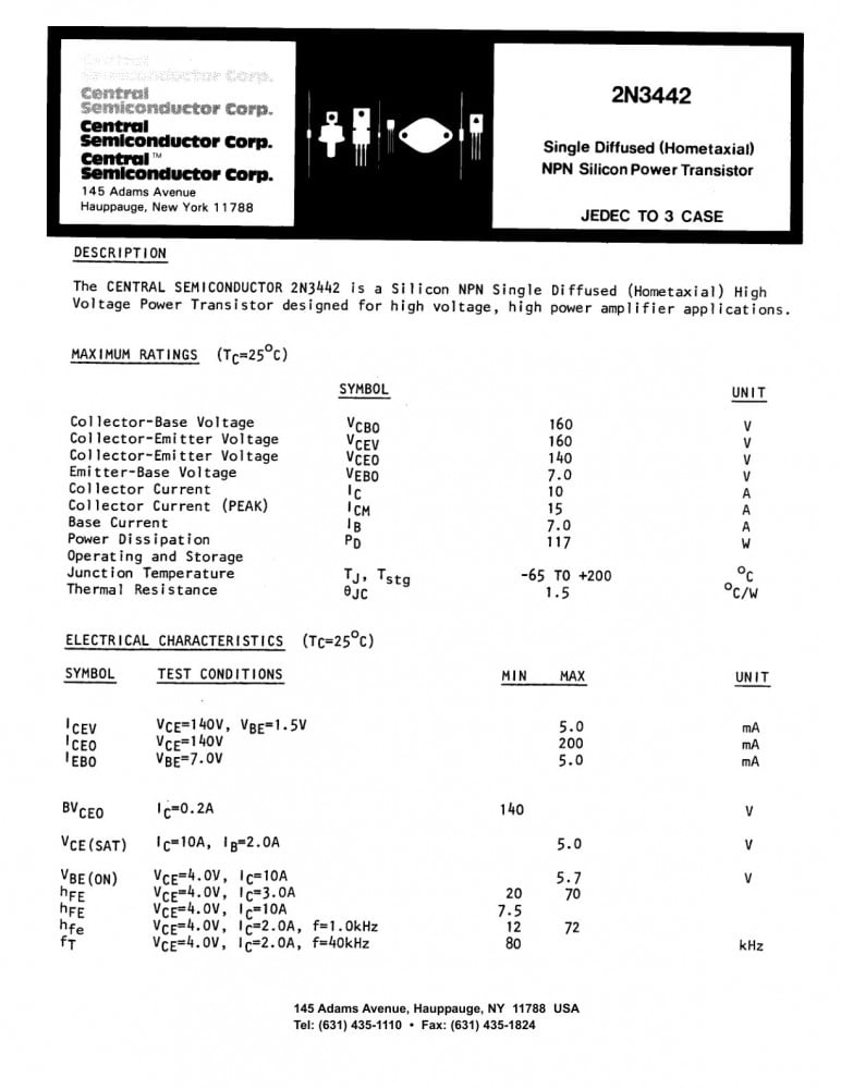 2N3442 document page 1