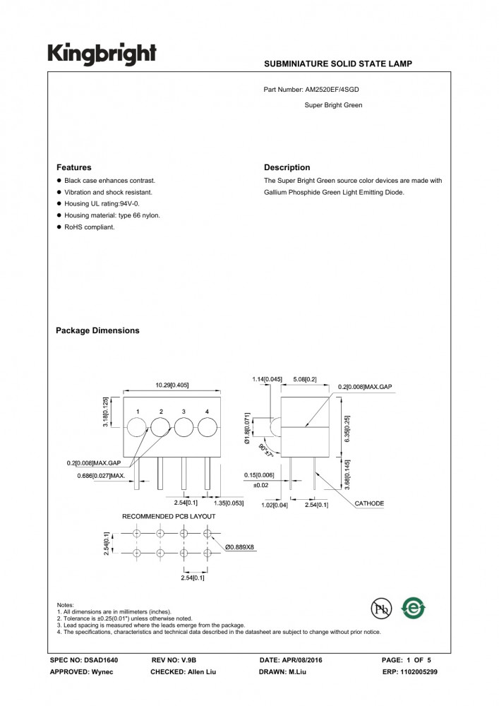 AM2520EF/4SGD datasheet page 1