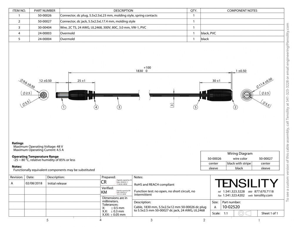 Tensility International 10-02520 product drawing