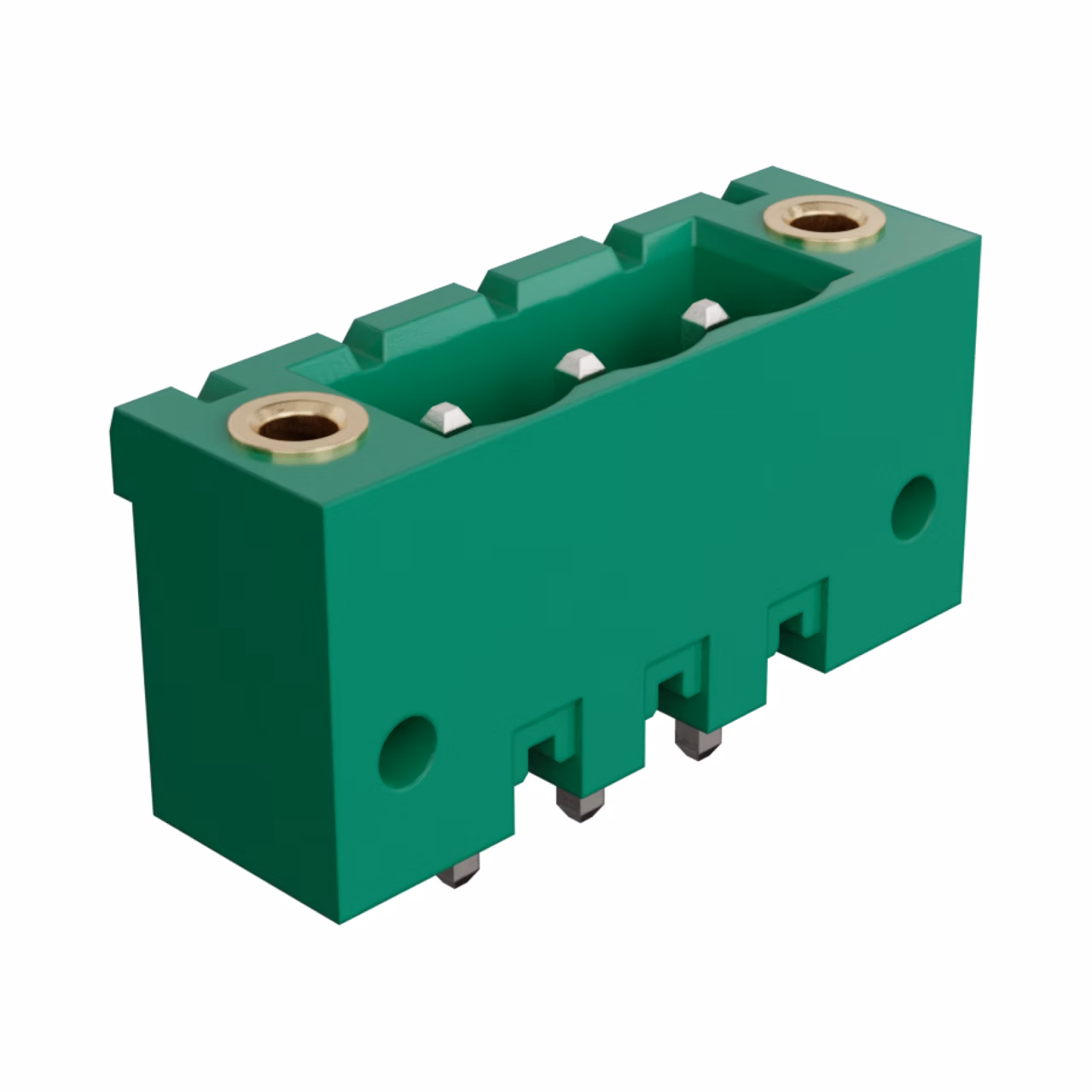 5.00mm Pitch Eurostyle Vertical PCB Header, with Threaded Retention Inserts, Green Housing, 3 Circuits for sale