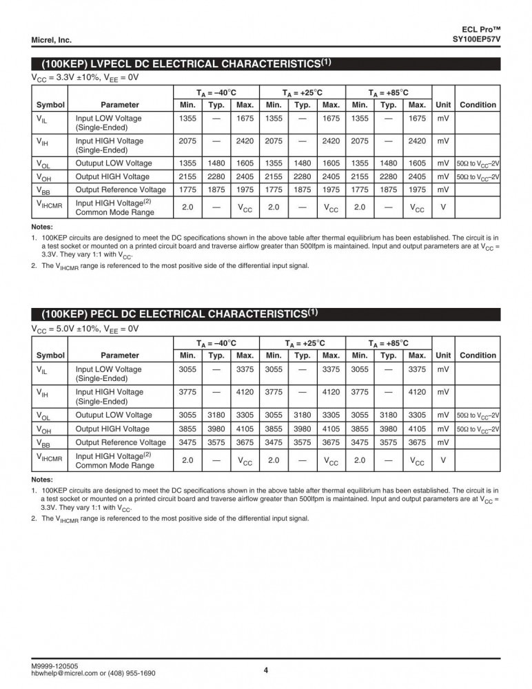 SY100EP57 datasheet page 4