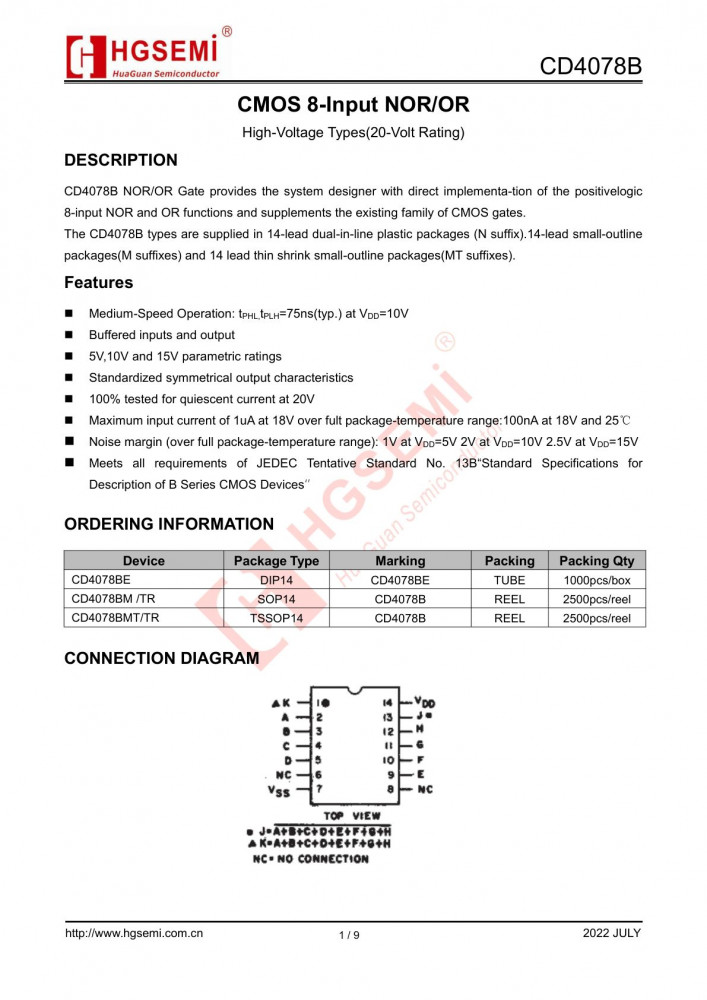 CD4078BM/TR datasheet page 1