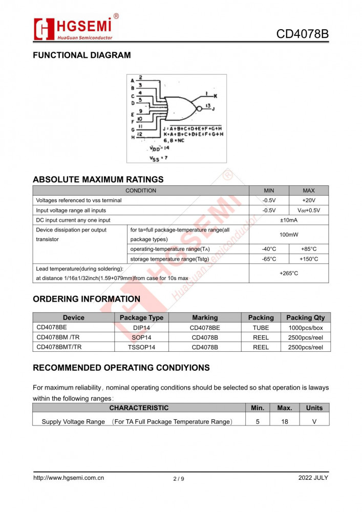 CD4078BM/TR datasheet page 2