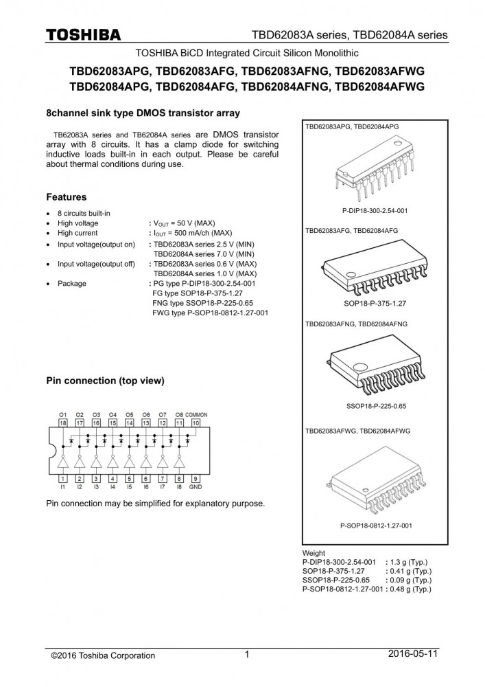 TBD62084A series datasheet page 1