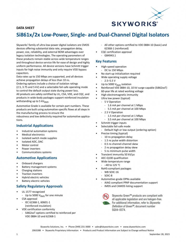 SI8620EC-B-ISR datasheet page 1
