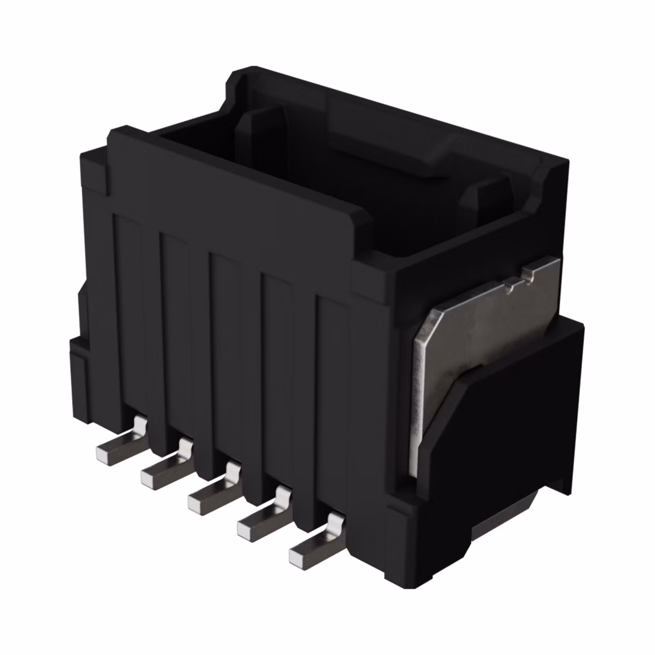 Micro-One Wire-to-Board Header, Vertical, 2.00mm Pitch, Single Row, Glow-Wire Capable, Surface Mount, 5 Circuits, Gold Plating, Black, with Potting Capability for sale