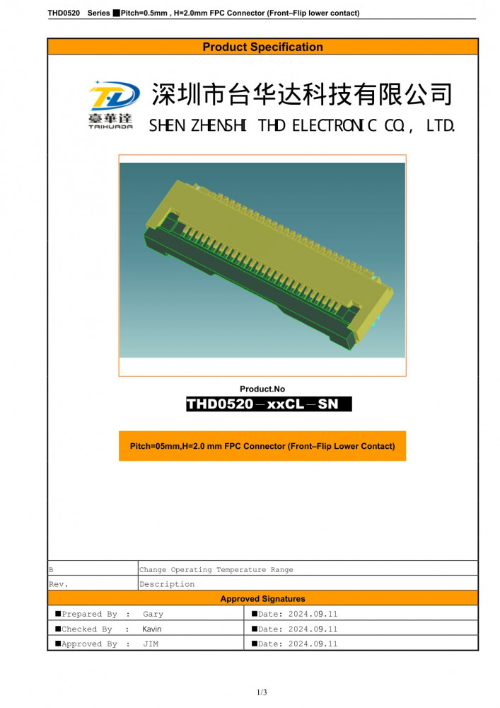 THD0520 datasheet page 1