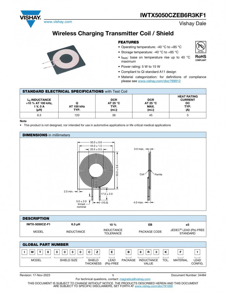 IWTX5050CZEB6R3KF1 Vishay datasheet page 1
