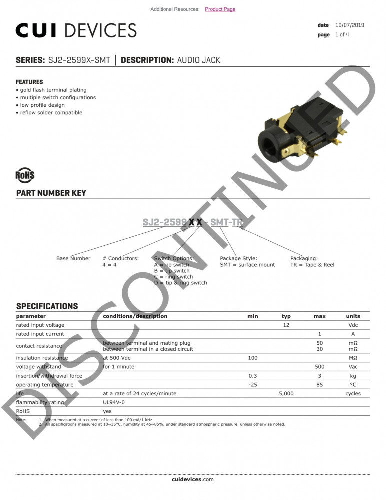 SJ2-25994B-SMT-TR datasheet page 1