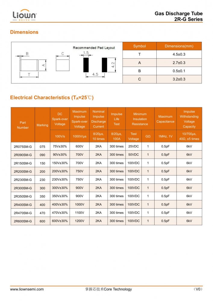 Liown 2R300SM-G datasheet page 2