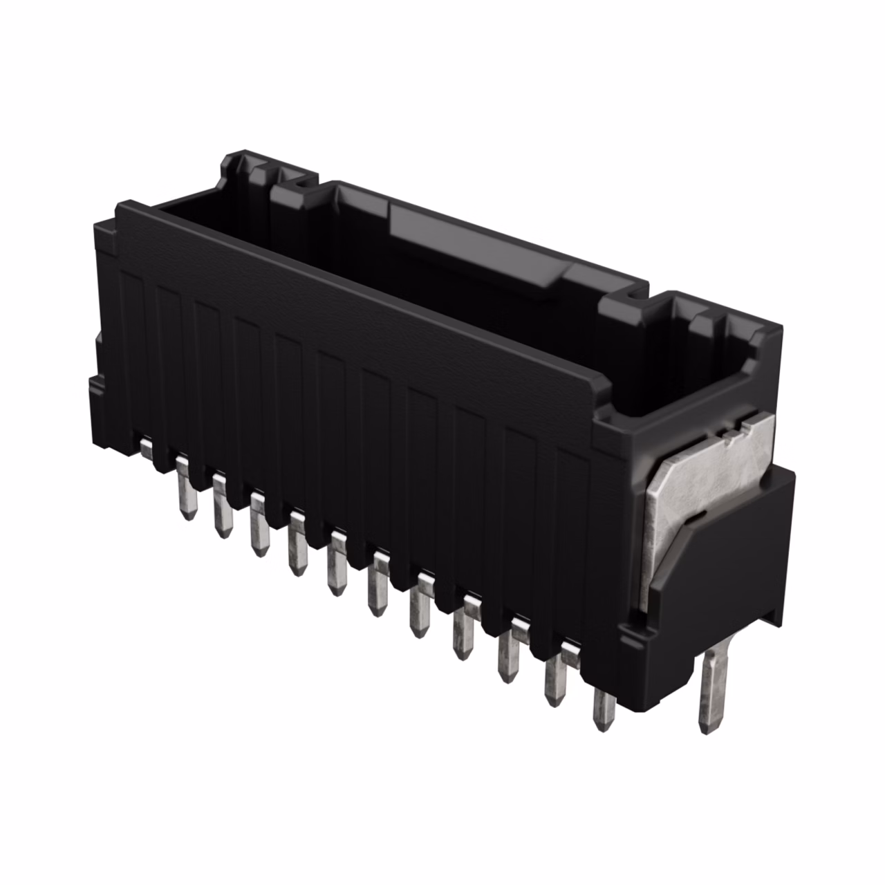 Micro-One Wire-to-Board Header, Vertical, 2.00mm Pitch, Single Row, Glow-Wire Capable, Through Hole, 11 Circuits, Tin-Bismuth Plating, Black, with Potting Capability for sale