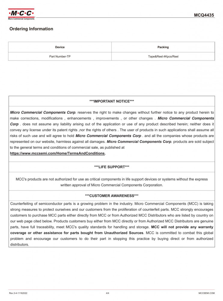 MCQ4435-TP datasheet page 4