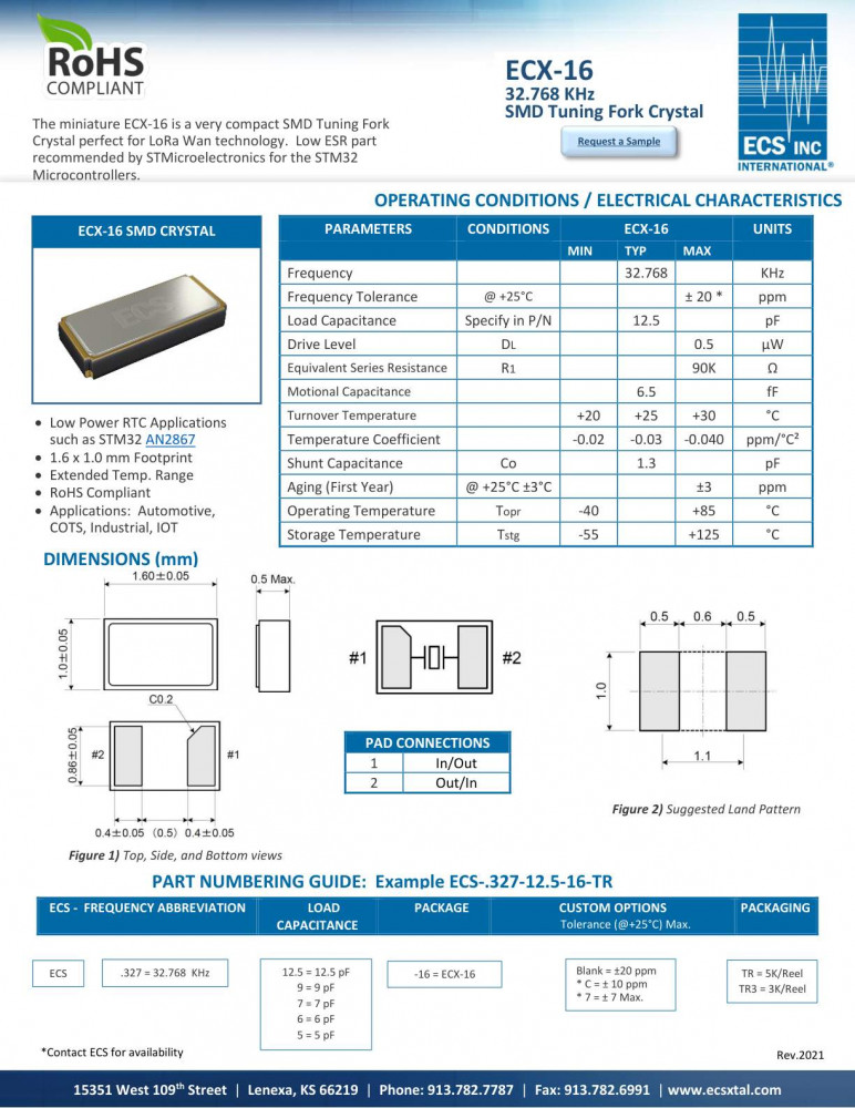 ECS ECX-16 datasheet page 1