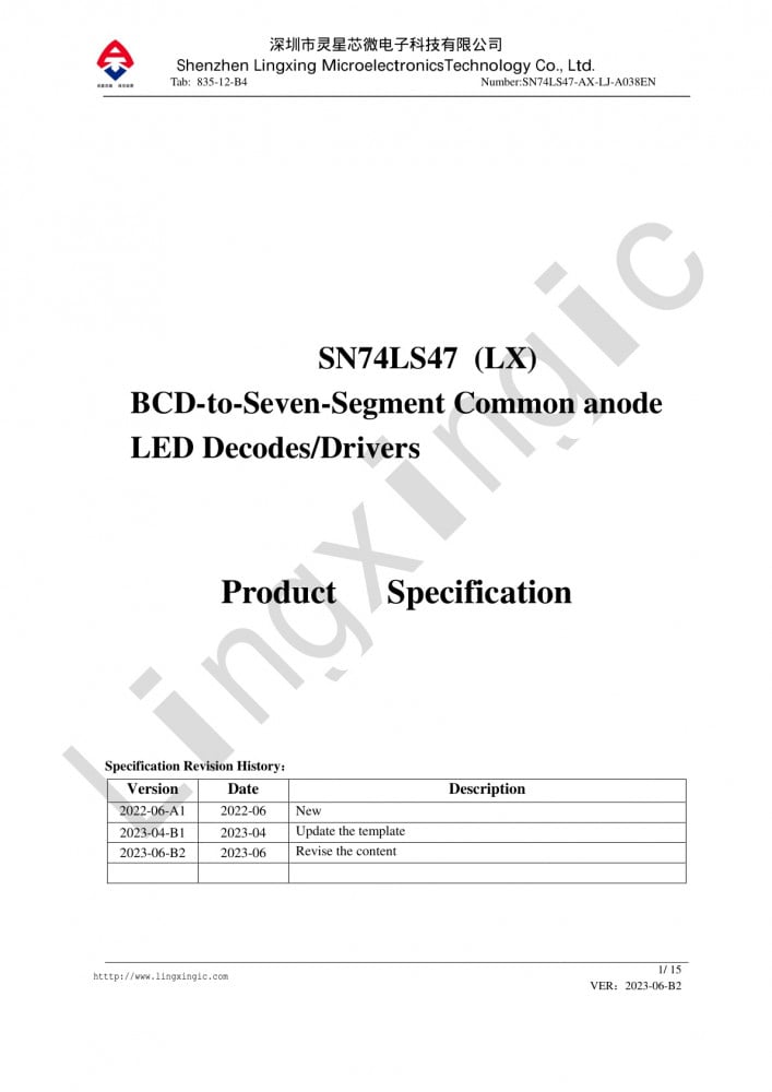 SN74LS47DR(LX) datasheet page 1