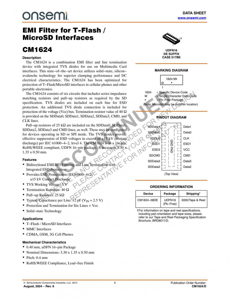 CM1624 datasheet page 1