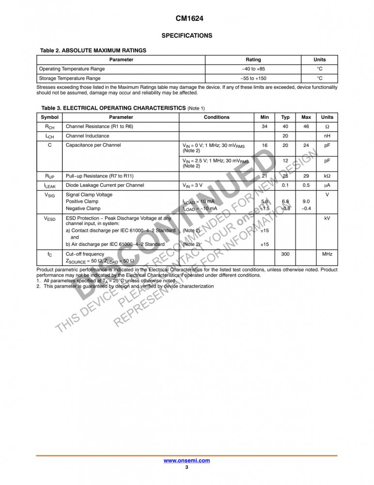 CM1624 datasheet page 3