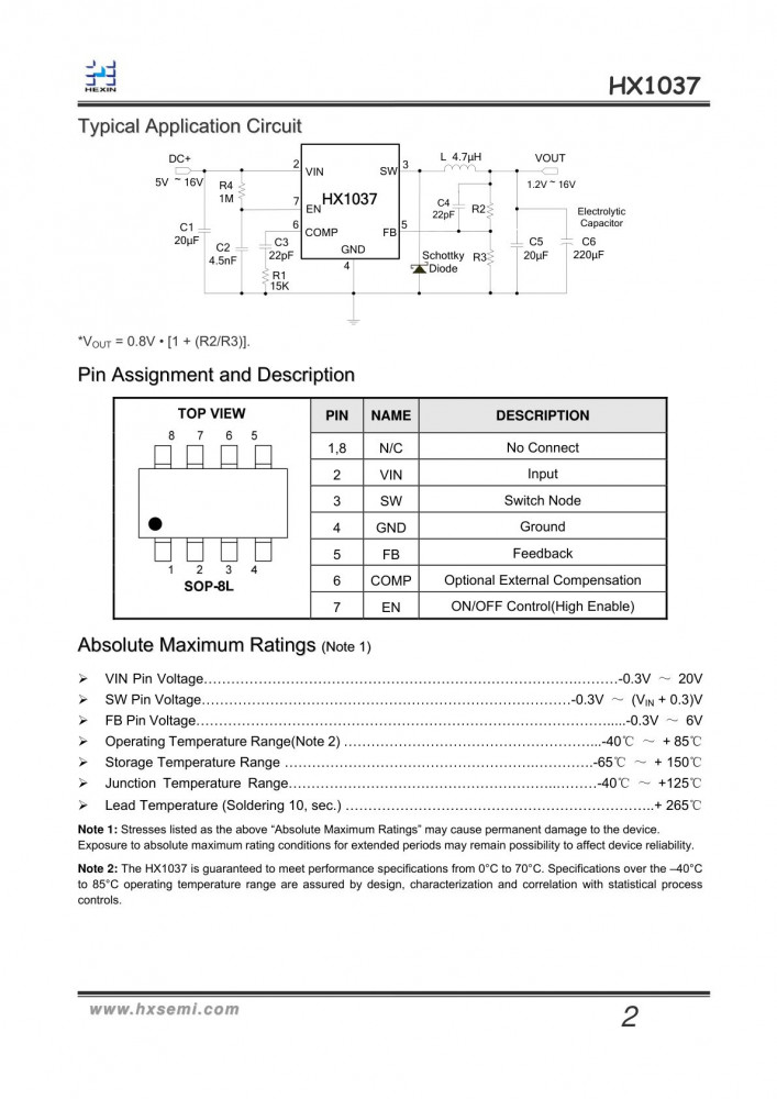 HX1037-AG datasheet page 2