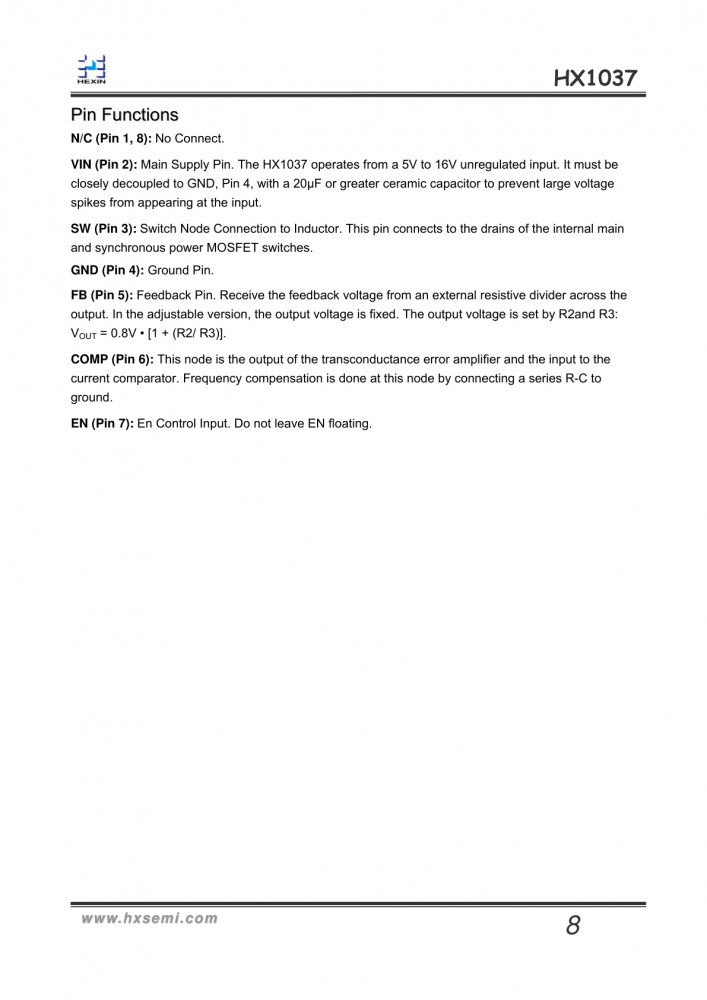 HX1037-AG datasheet page 8