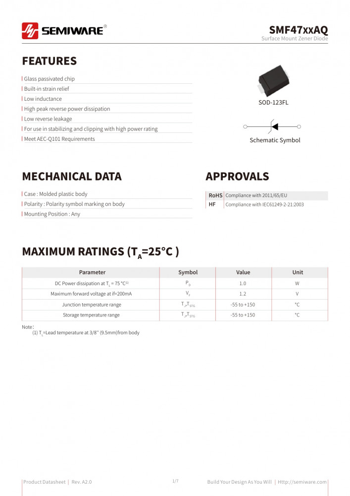 SMF4748AQ datasheet page 1
