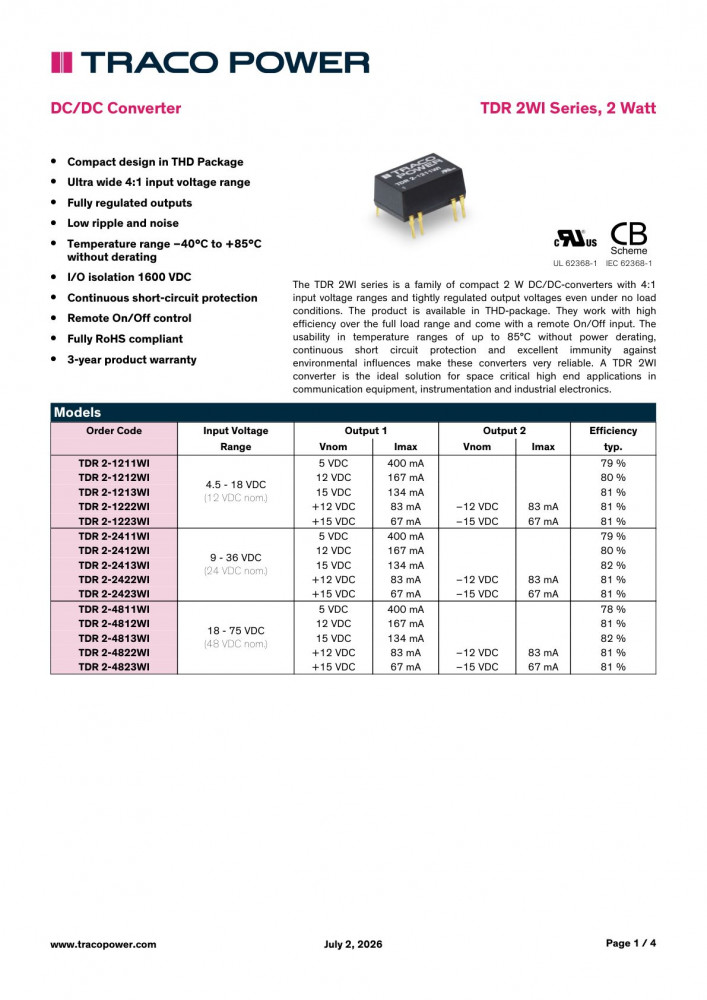 TDR 2WI technical document page 1