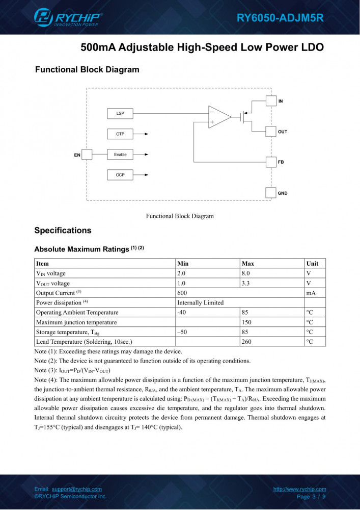 RY6050-ADJM5R datasheet page 3