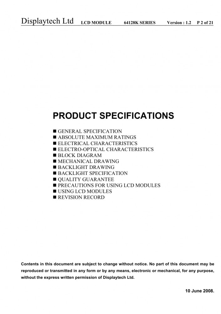 64128K FC BW-3 specification document page 2