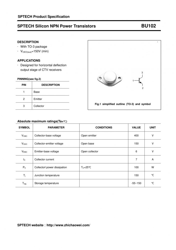 BU102 datasheet page 1