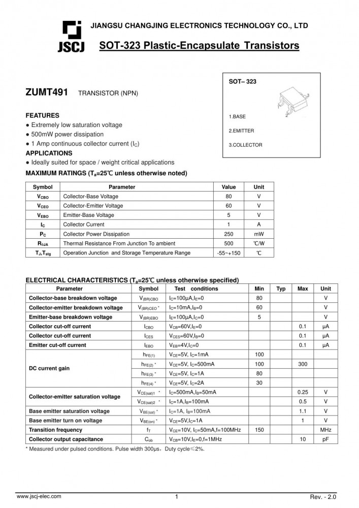ZUMT491 datasheet page 1
