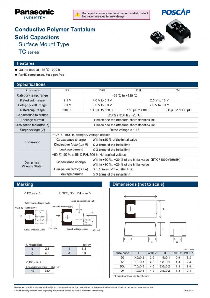 PANASONIC TC series datasheet page 1