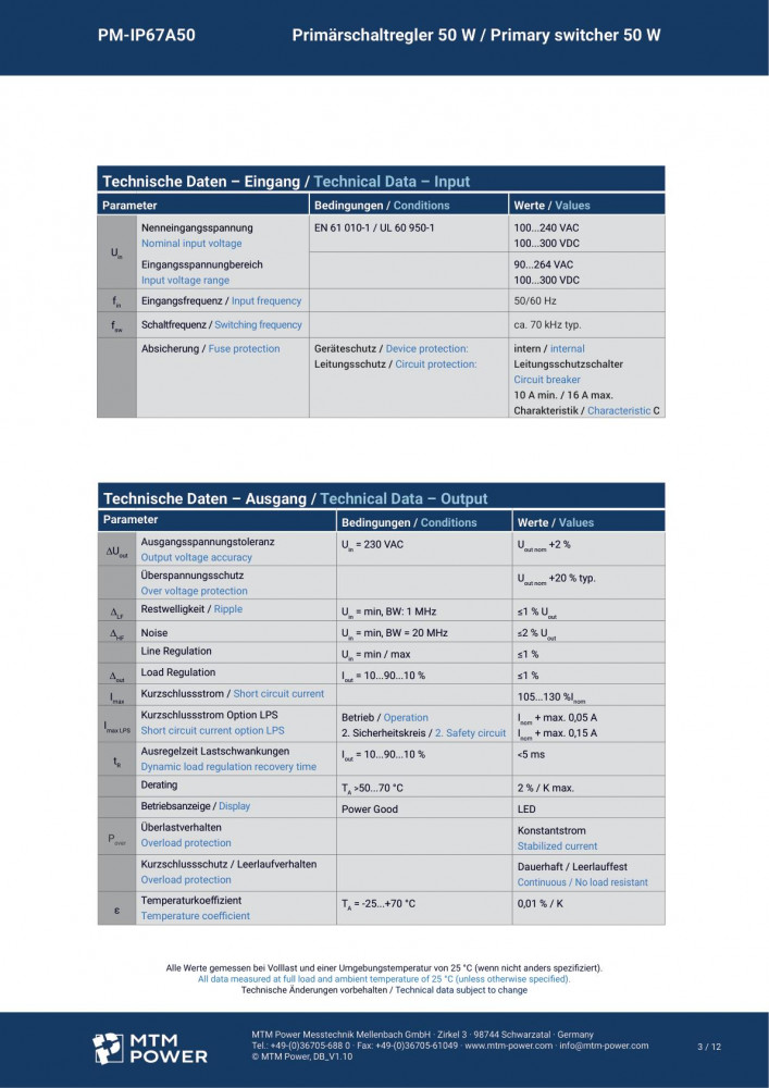 PM-IP67A50 datasheet page 3