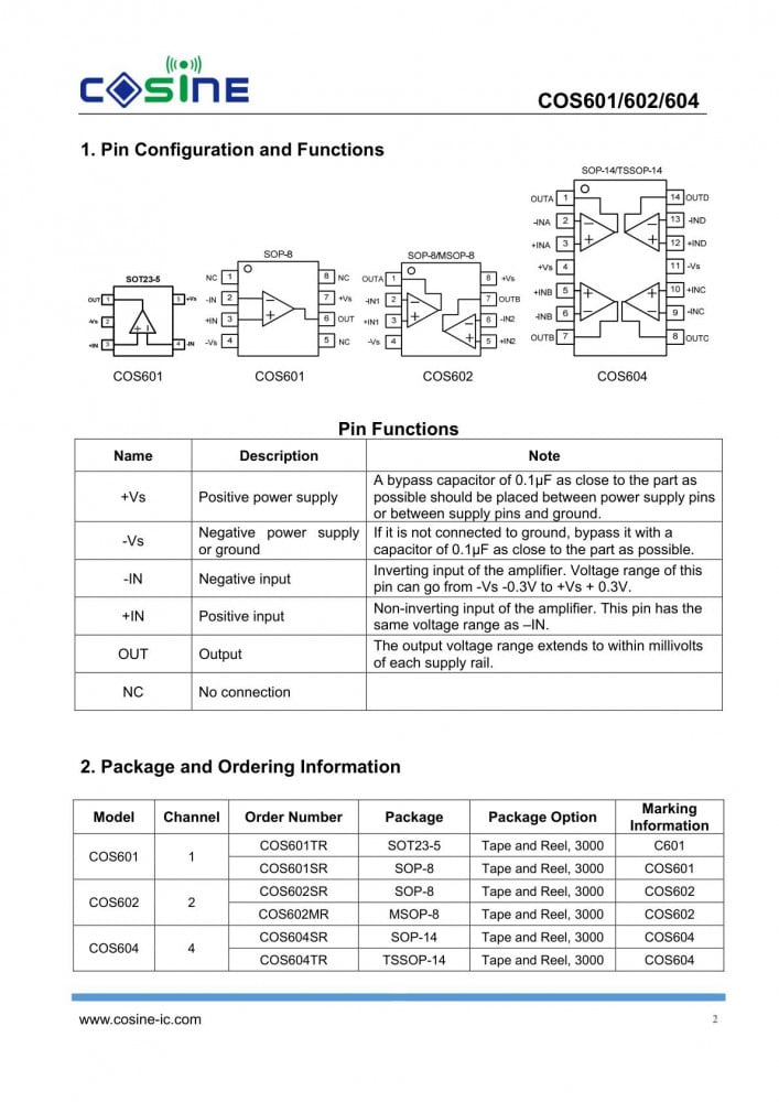 COS602 datasheet page 2
