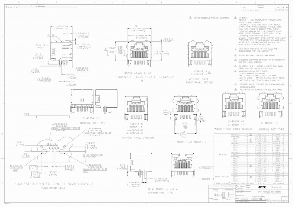 TE Connectivity 1-406541-1 technical drawing preview