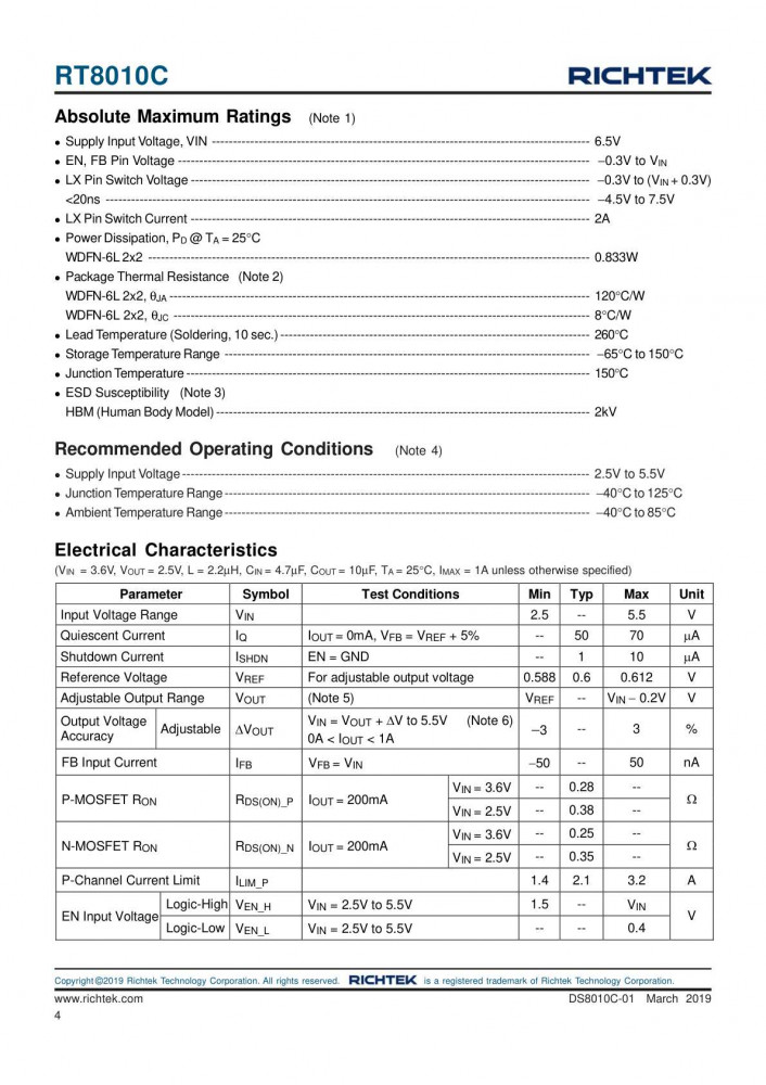 RT8010C datasheet page 4