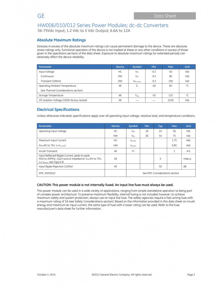 ABB HW series datasheet page 2