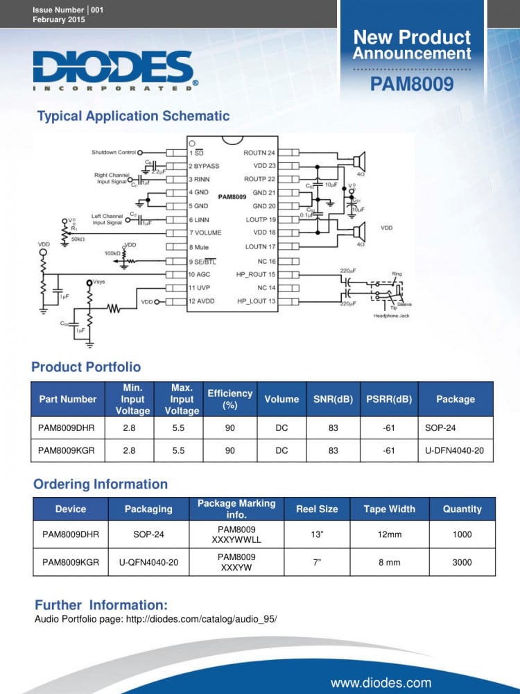 PAM8009KGR technical document page 2