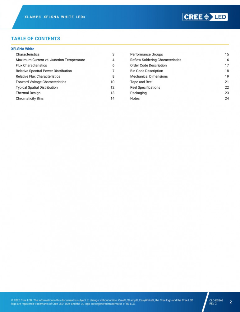 XFLSNA datasheet page 2