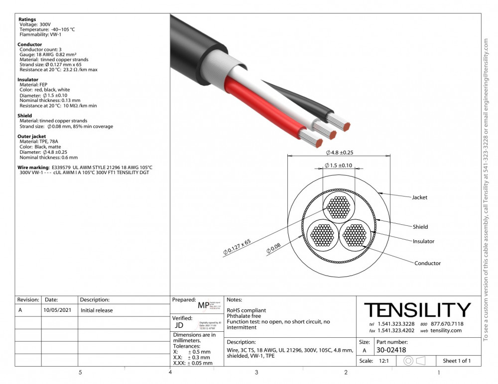 Tensility International 30-02418 product drawing preview