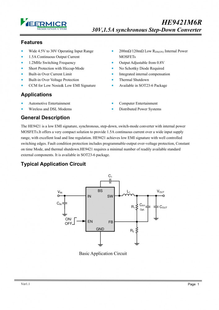 HE9421M6R datasheet page 1